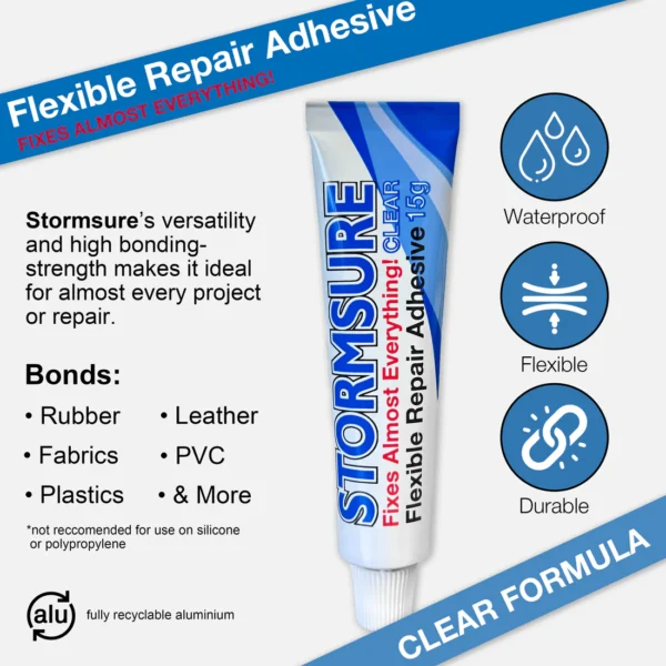 Stormsure Flexible Repair Adhesive – 3 x 5g Tubes – Clear – Northern ...